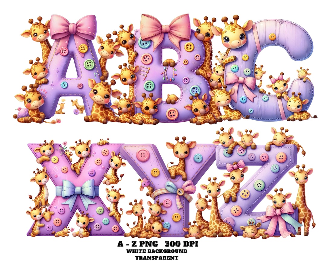 Alphabet Clipart, Kiddie Animal Alphabet Clip Art, Purple Giraffe ...