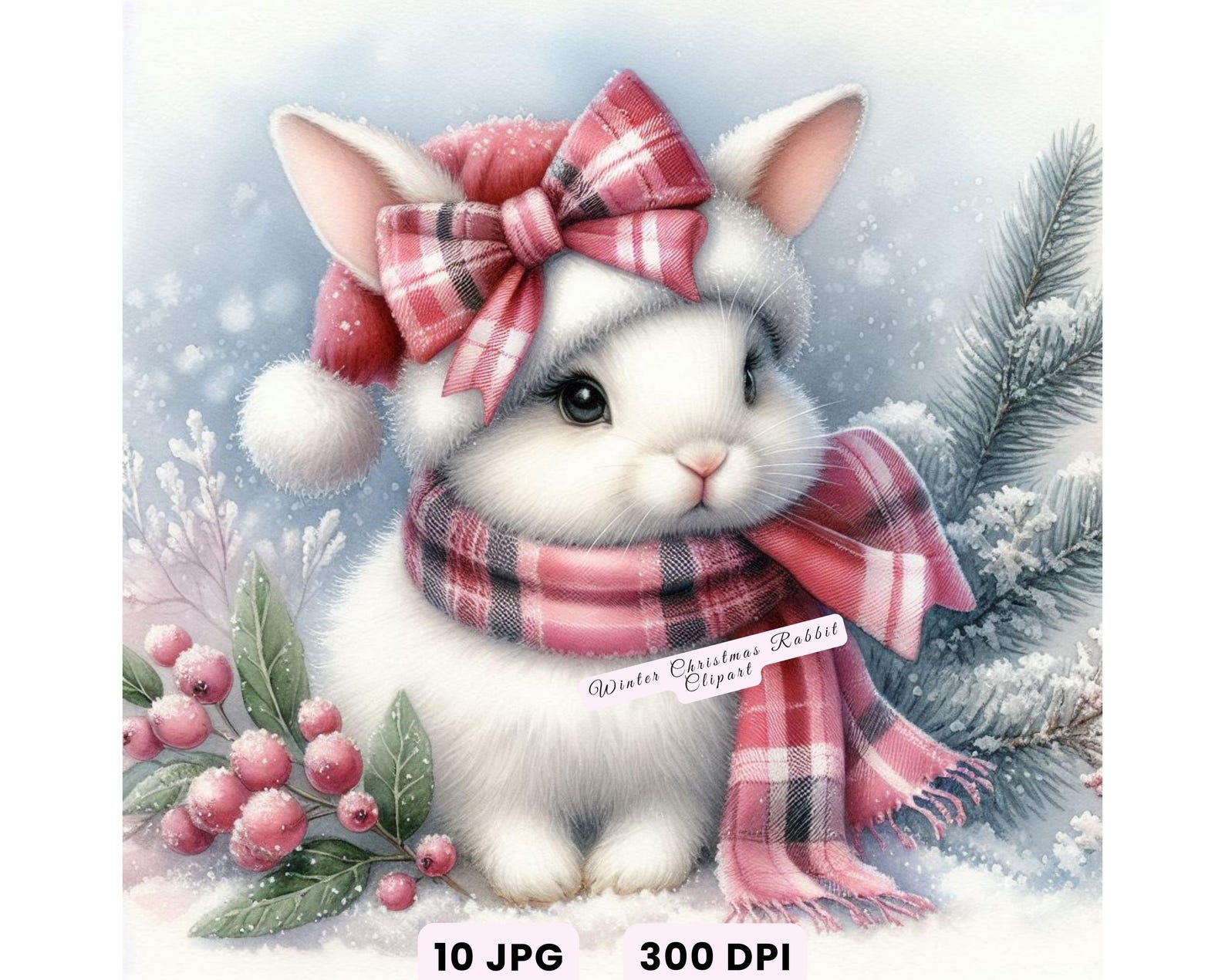 Christmas Animals Clip Art, High Res Winter Christmas Rabbit Clipart ...