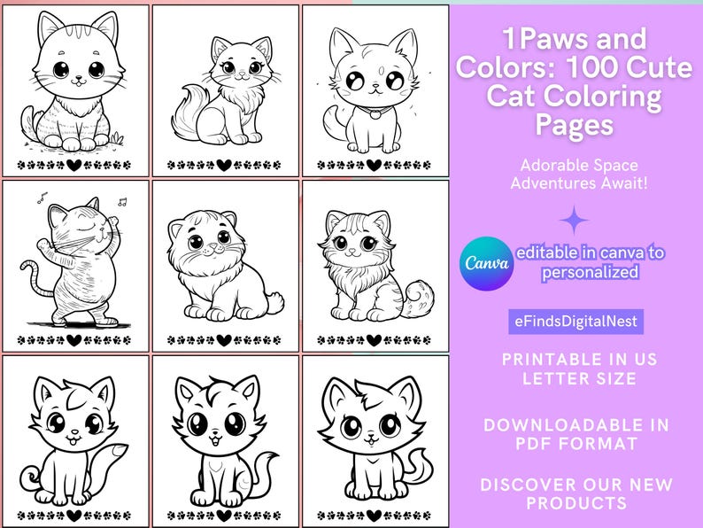 Cute Cat Coloring Pages for All Ages, Feline Coloring Pages for Kids ...