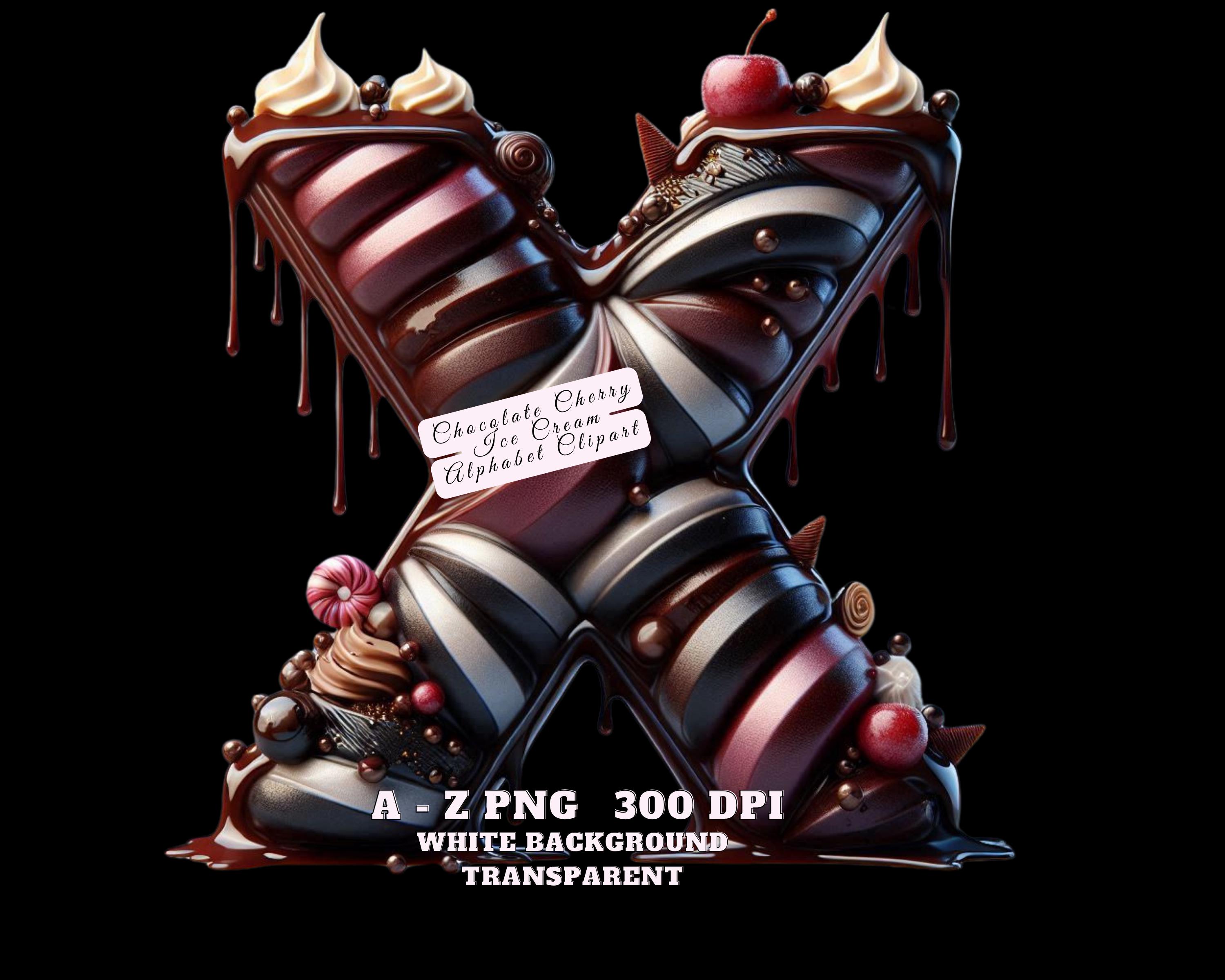 Alphabet Clipart PNG, Chocolate Cherry Ice Cream Letters A–Z, Sweet ...