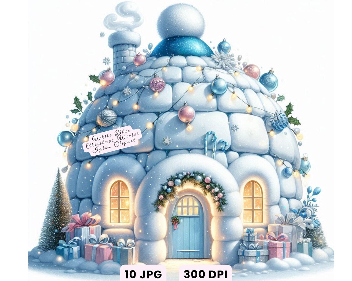 Winter House Clipart, Christmas House Clipart, 10 Whimsical Igloo ...