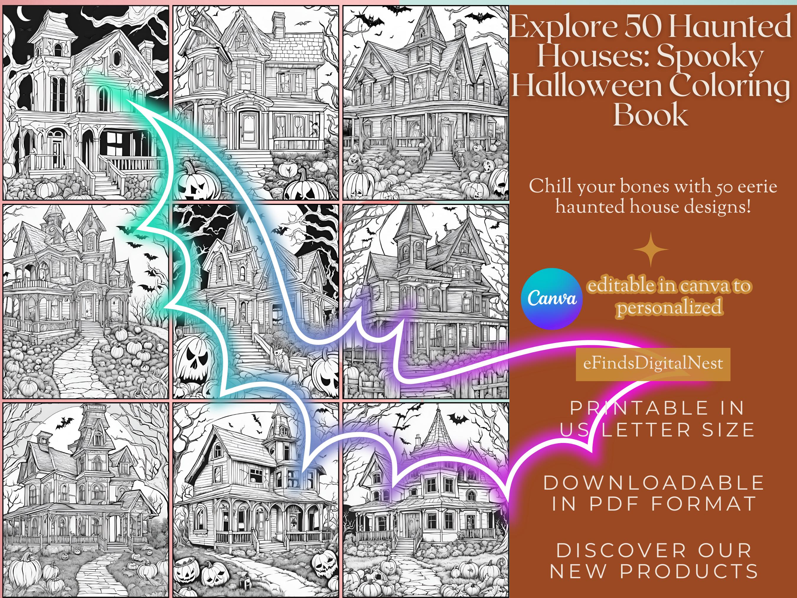 50 Haunted House Coloring Pages for Adults Haunted House Coloring Sheet ...