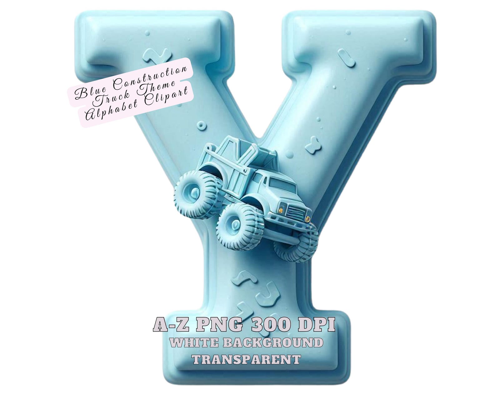 Alphabet Clipart, Blue Construction Truck Alphabet Clipart, Cars Big ...