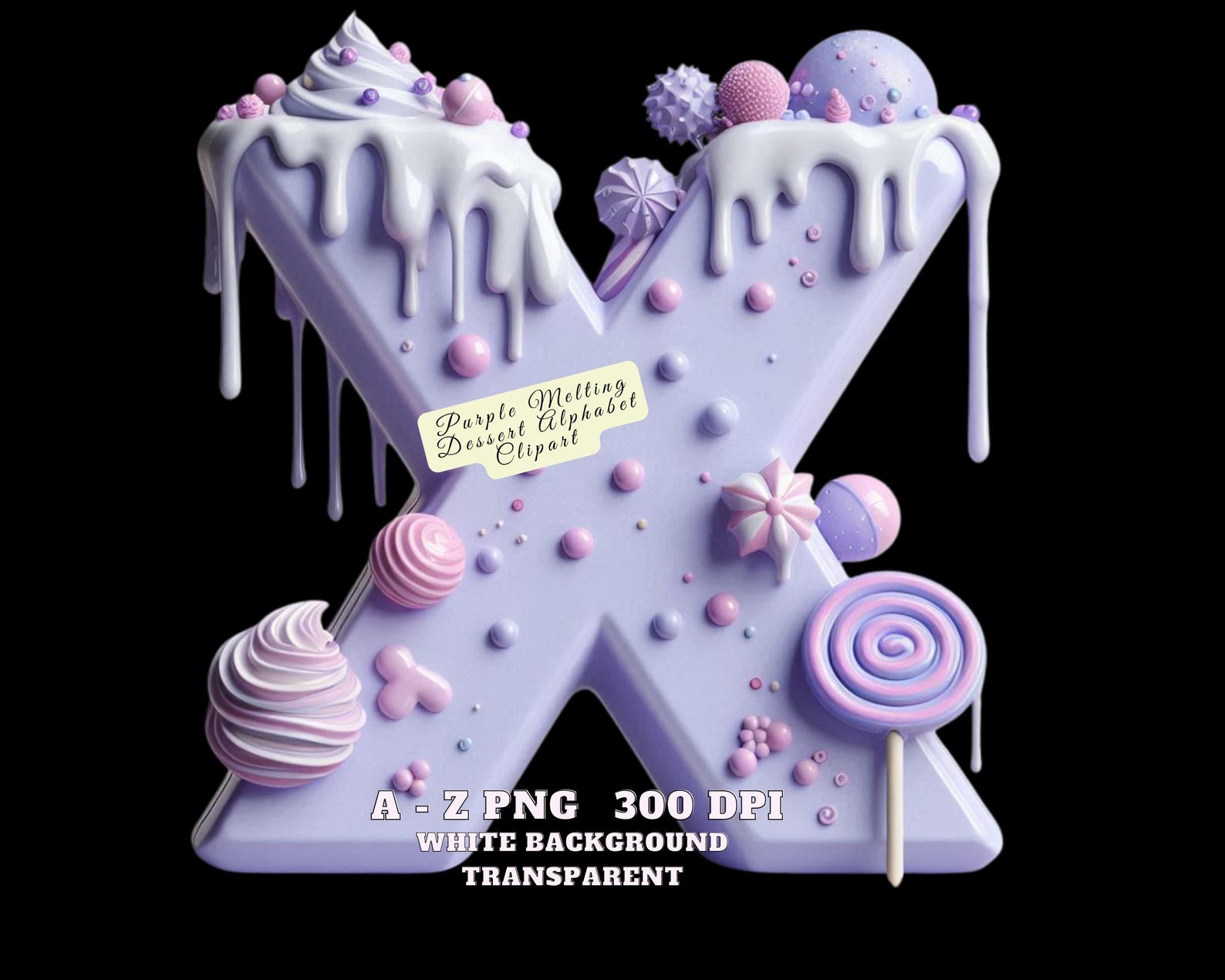 Alphabet Clipart, Purple Melting Dessert Alphabet Clipart, Melting ...