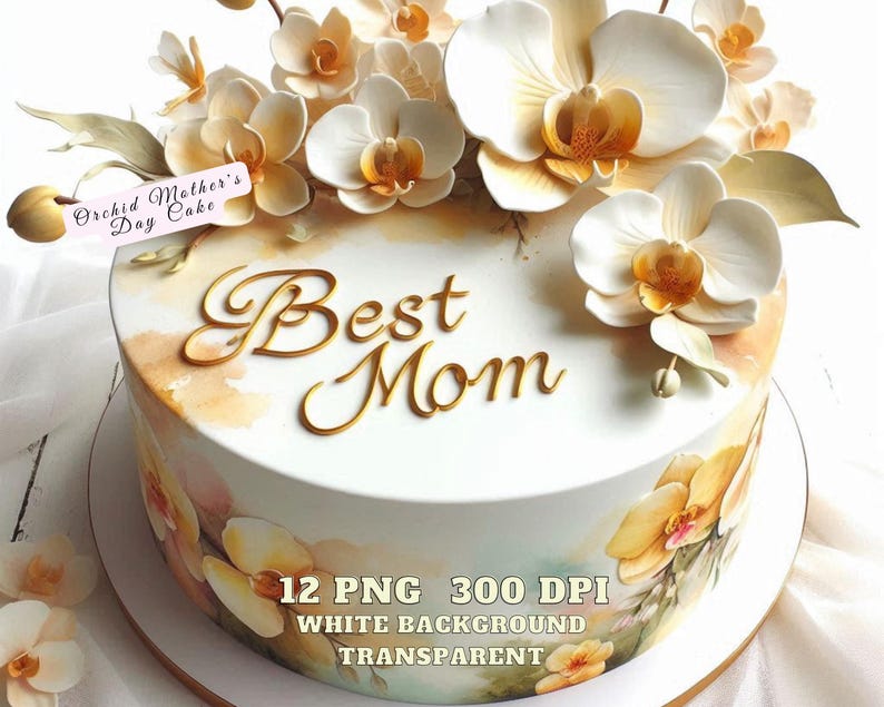 Mothers Day Cake Clipart, Orchid Mother's Day Cake, Floral Cake Best ...