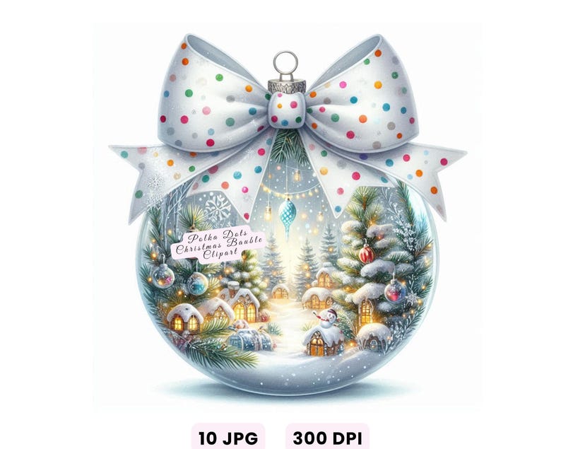 Christmas Ball Clipart, Xmas Ornaments Clipart, Polka Dots Christmas ...