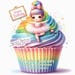 Birthday Cupcake Clipart, Rainbow Ballerina Birthday Cupcake Clipart ...