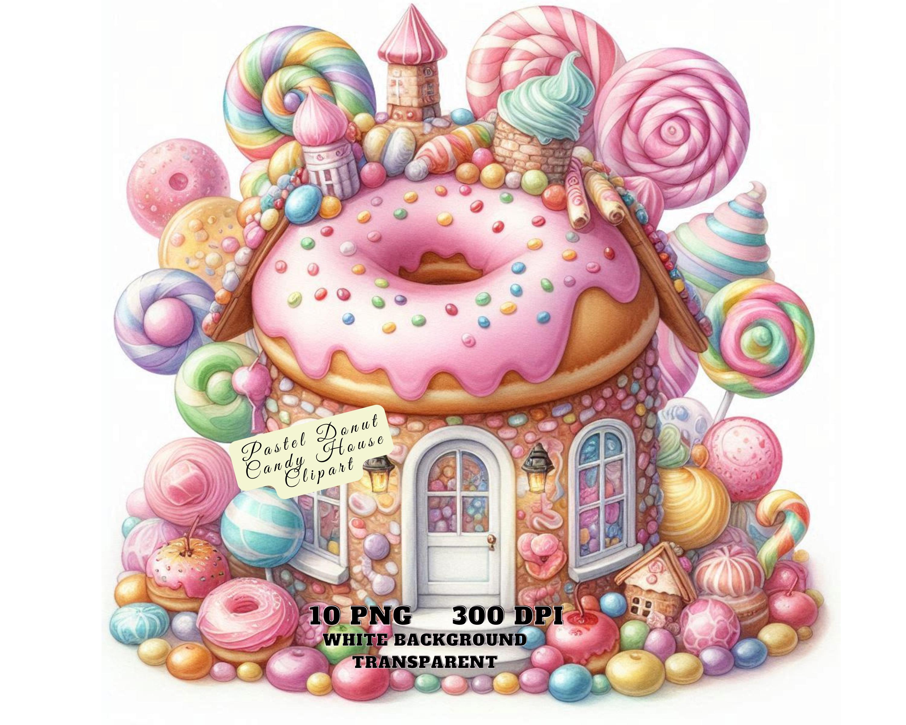 Pastel Donut Candy House Clipart PNG, Sweet House Illustration Clipart ...
