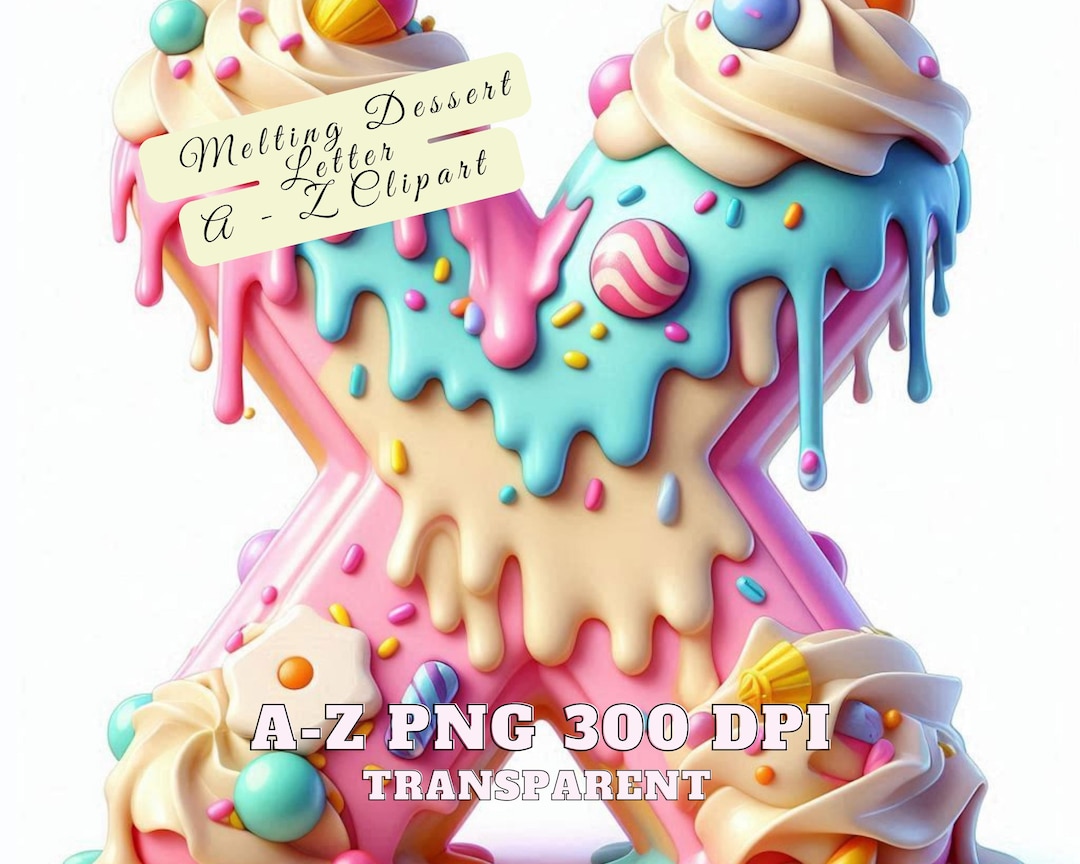 Alphabet Letters Clipart, Watercolor Sweet Melting Desserts Alphabet ...