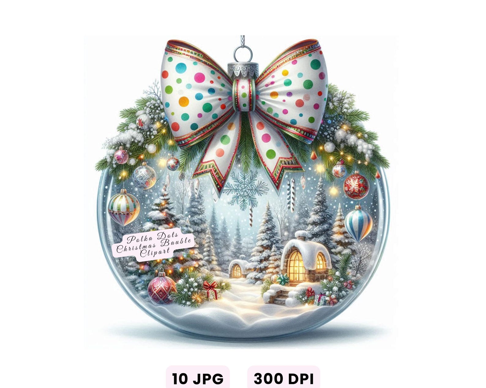 Christmas Ball Clipart, Xmas Ornaments Clipart, Polka Dots Christmas ...