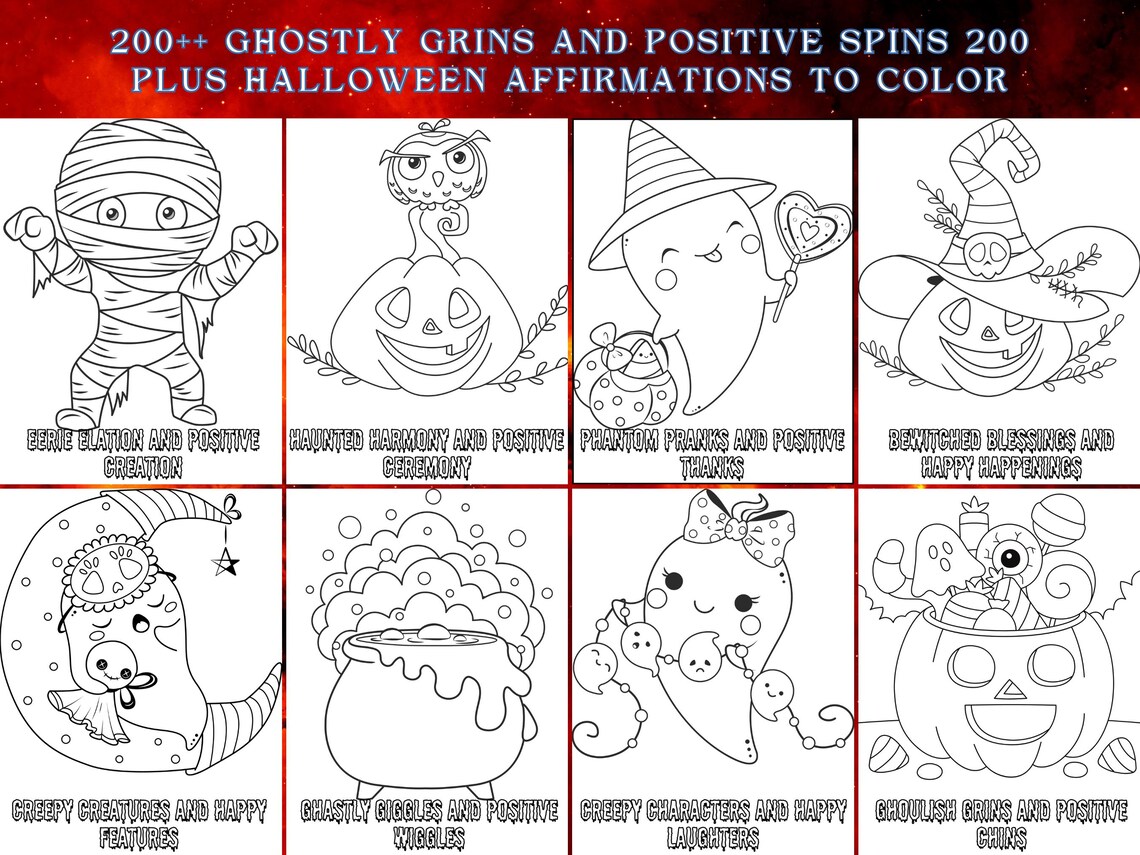 Halloween Coloring Sheets With Spooky Positive Affirmations Adult ...