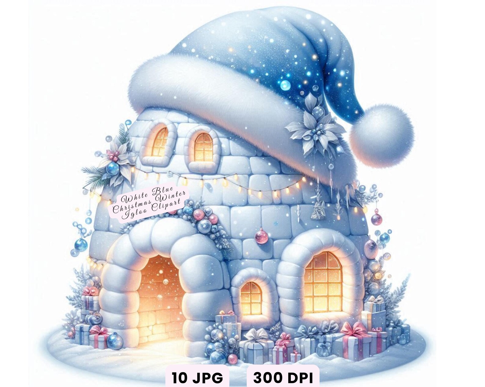 Winter House Clipart, Christmas House Clipart, 10 Whimsical Igloo ...