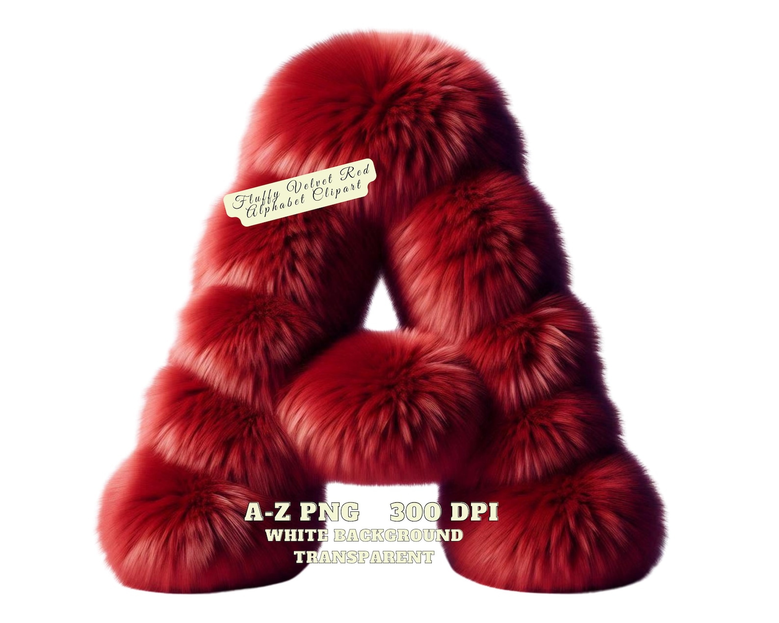 Alphabet Clipart, Fluffy Furry Alphabet PNG, Fluffy Velvet Red Alphabet ...