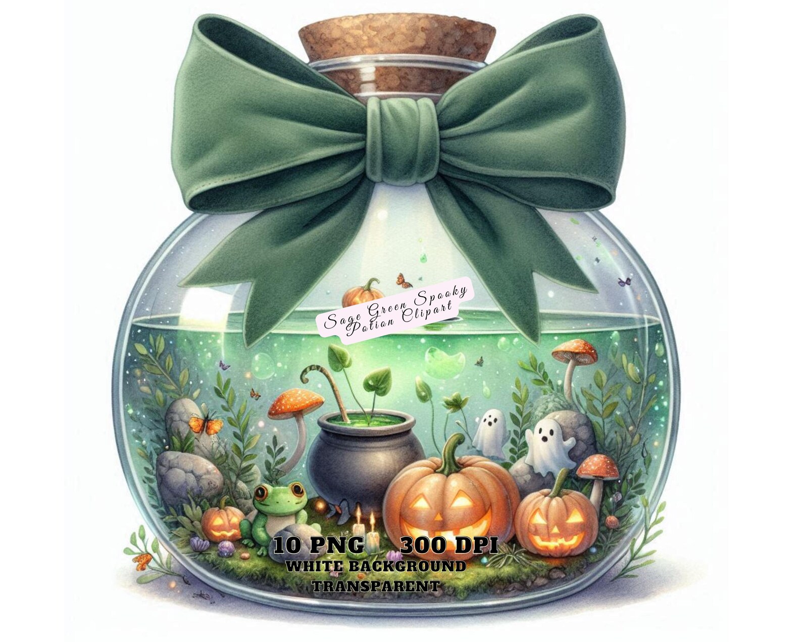 Spooky Potion Glass Jar Clipart, 10 Halloween Spooky Jar Clipart ...