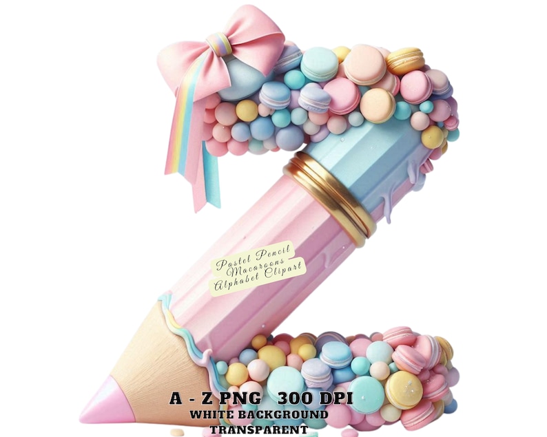 Alphabet PNG, Pastel Pencil Macaroons Alphabet Clipart, A–Z PNG Letters ...