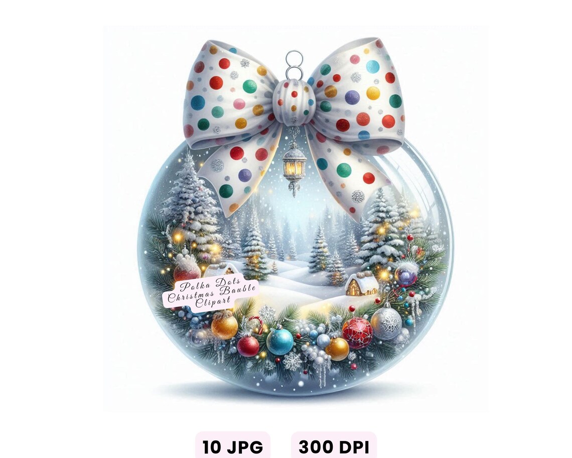 Christmas Ball Clipart, Xmas Ornaments Clipart, Polka Dots Christmas ...