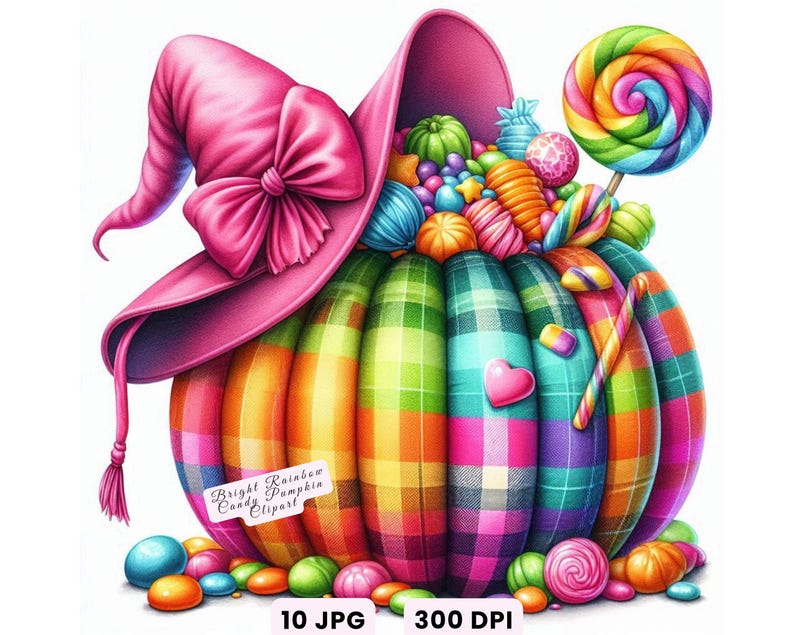 Pumpkin Clipart, Rainbow Candy Pumpkin Clipart, Halloween Sweet Dessert ...