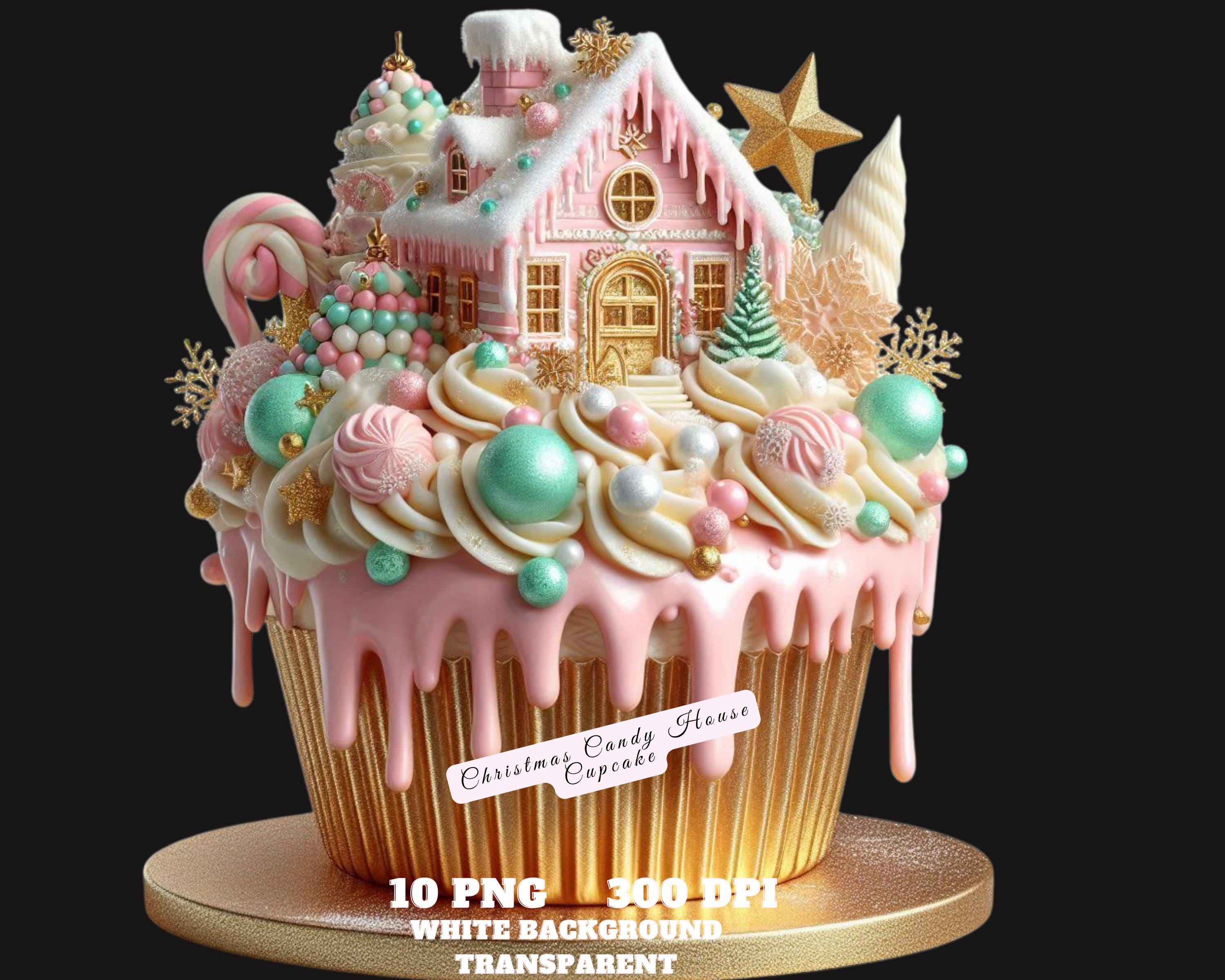 Christmas Candy House Cupcake Clipart, Holiday Dessert PNG, Santa’s ...