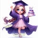 Purple Graduation Girl Clipart PNG, Cute Graduate Digital Download ...