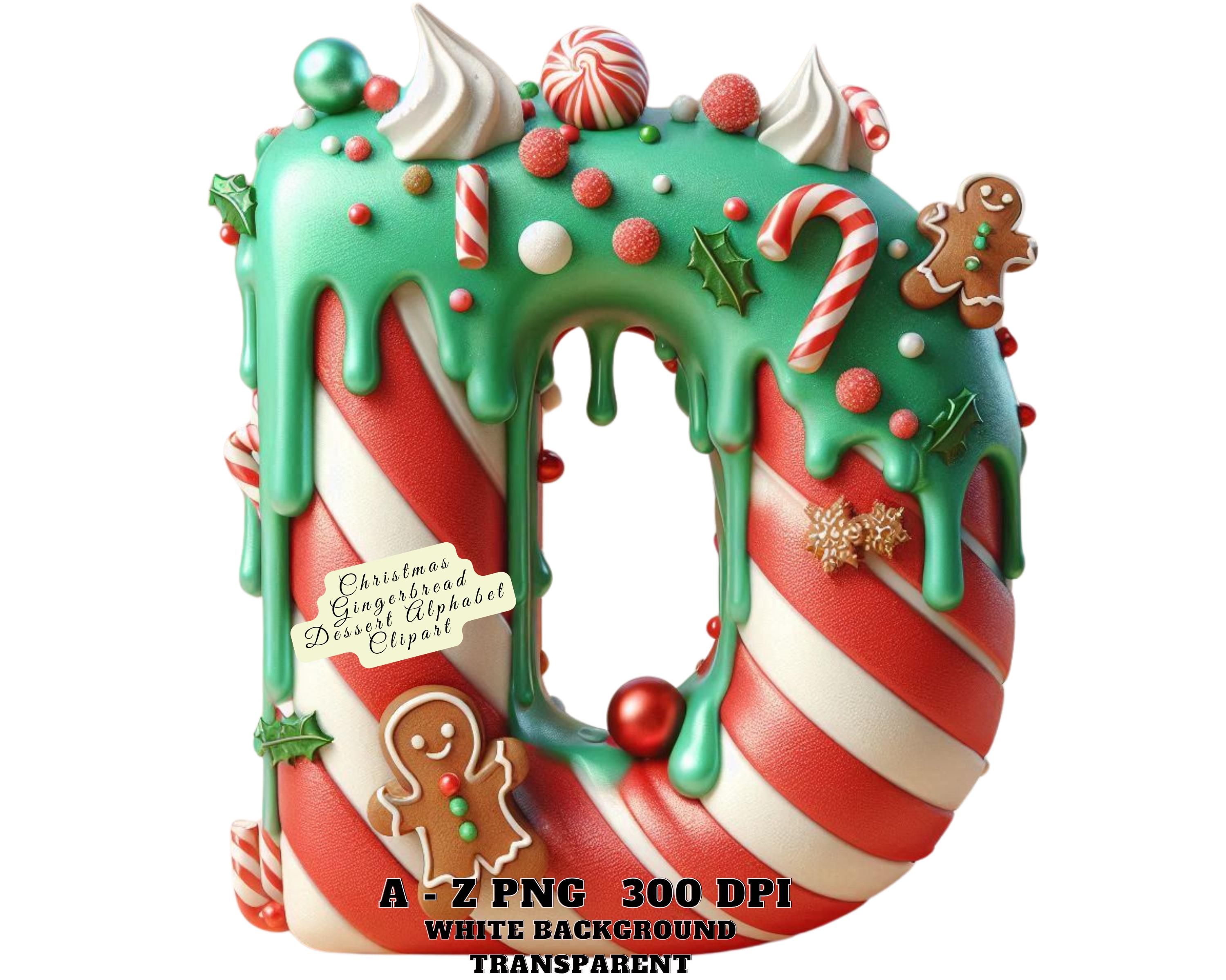 Alphabet Clipart, Christmas Letters PNG, Christmas Gingerbread Dessert ...