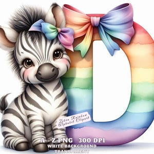 Cute Animal Alphabet Clipart, Rainbow Safari ABC Letters, Zebra Nursery ...