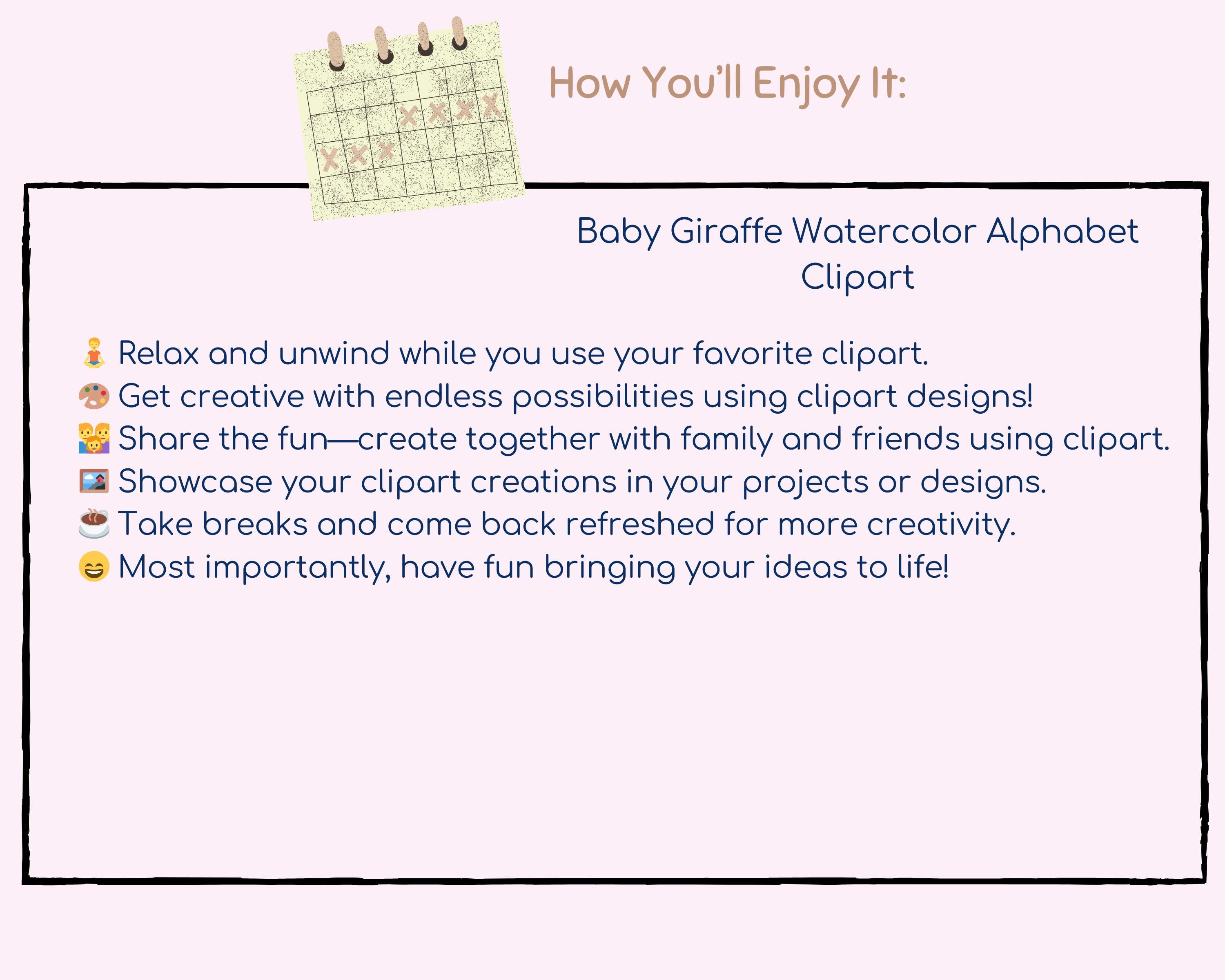Animal Giraffe Alphabet Clipart, Baby Giraffe Watercolor Alphabet ...