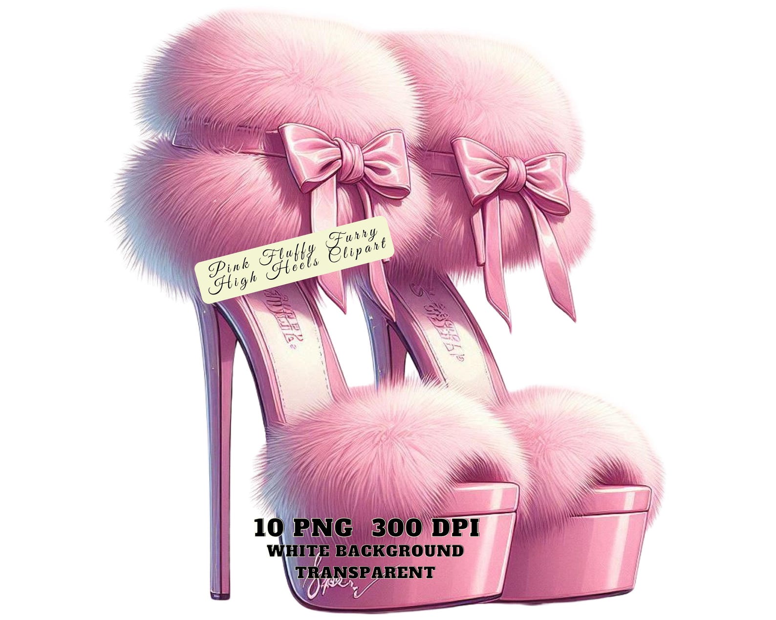 Pink Fluffy Furry High Heels Clipart, Cute Fuzzy Heels PNG, Glam ...