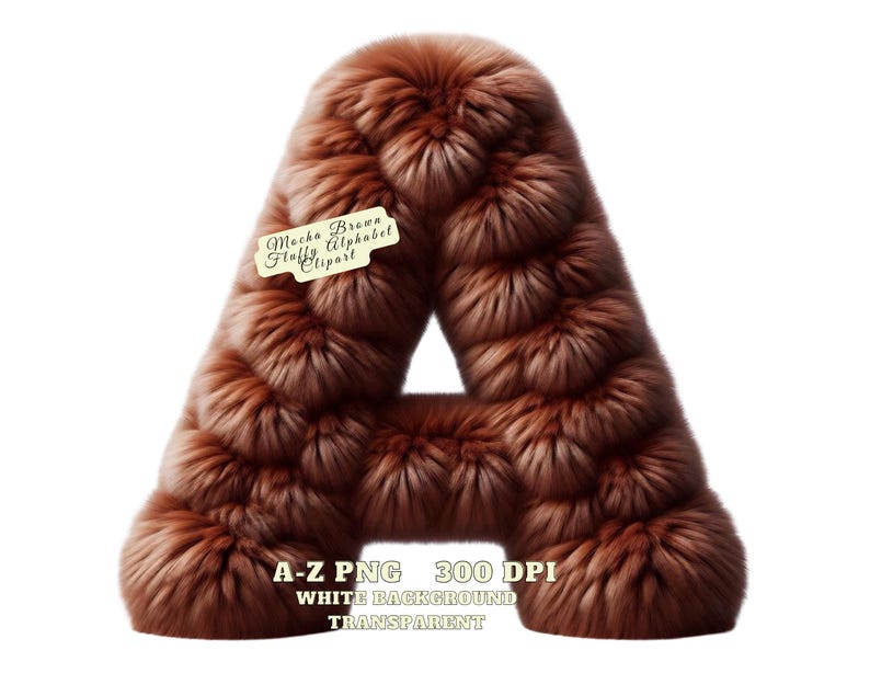 Fluffy Alphabet Clipart, Mocha Brown Fluffy Alphabet Clipart, Furry ...