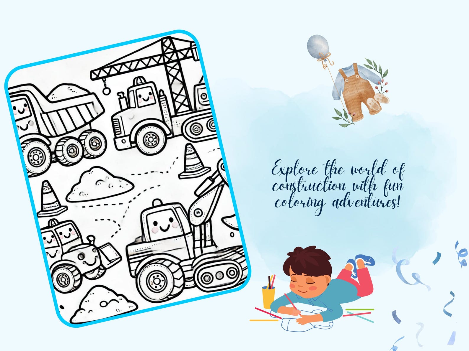 Construction Vehicles Coloring Pages for Toddlers, Bulldozers, Dump ...