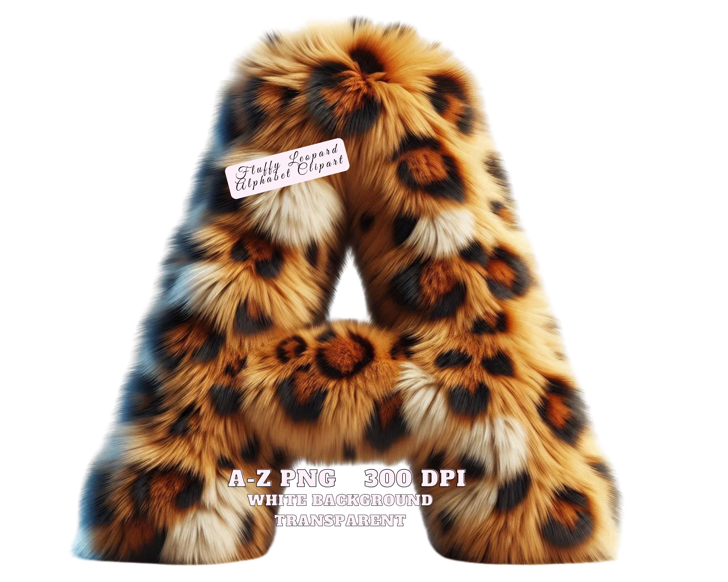 Fluffy Leopard Alphabet, Leopard Print Letters, Furry Animal Font, Wild ...