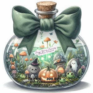 Spooky Potion Glass Jar Clipart, 10 Halloween Spooky Jar Clipart ...