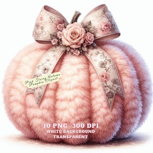 Pumpkin Clipart, Pink Furry Cozy Autumn PNG, Junk Journal Ephemera ...
