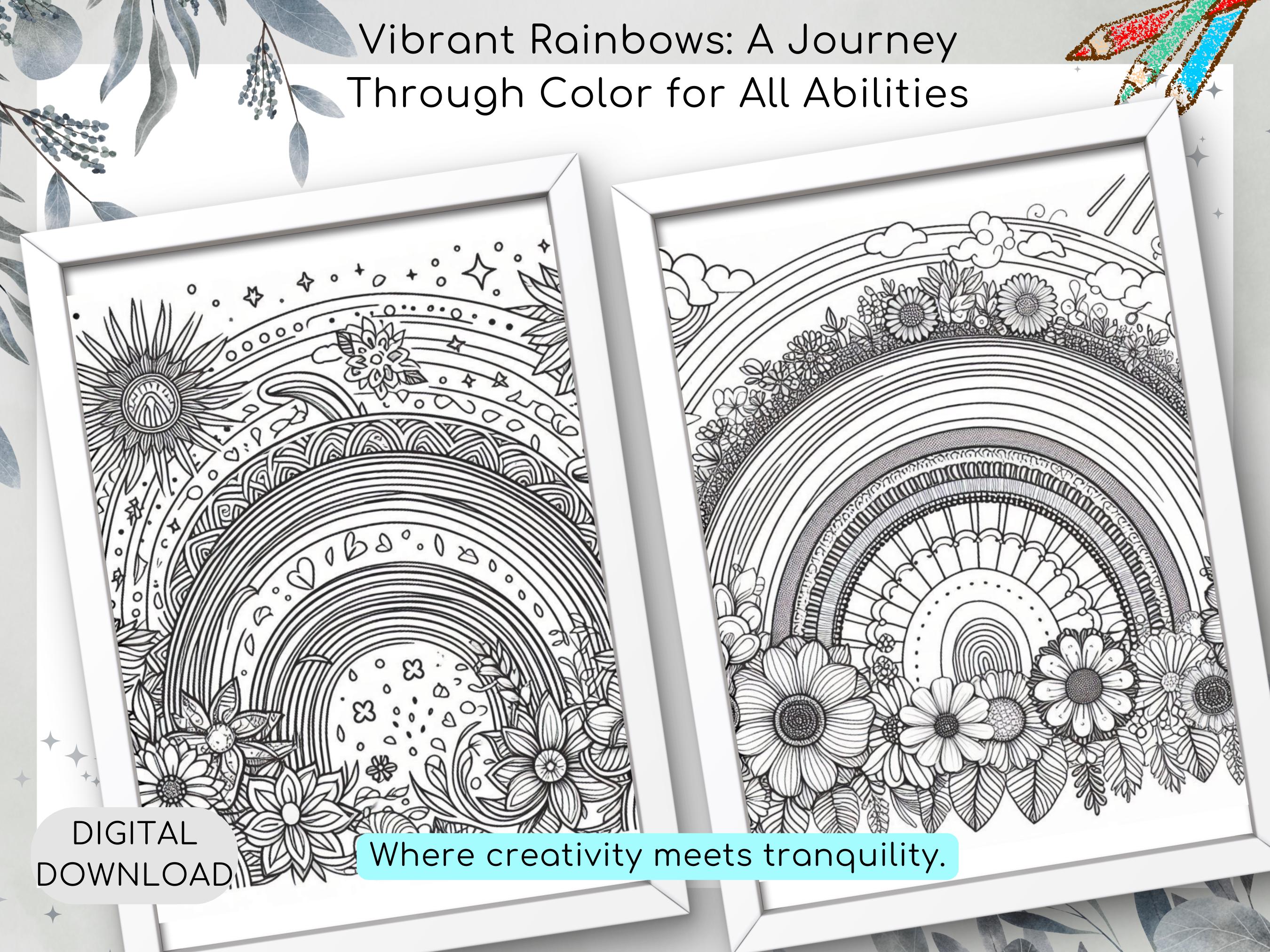 Rainbow Coloring Pages for Neurodiversity Therapeutic & Mindful Art for ...