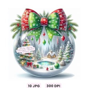 Christmas Ball Clipart, Holly Berry Christmas Bauble Clipart, Xmas ...