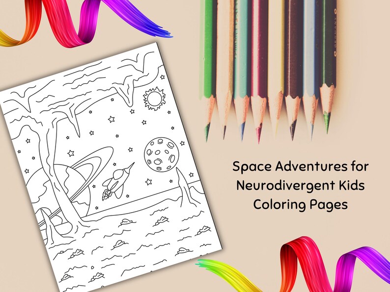 Neurodiversity Space Adventures Coloring Pages, Planets, Stars, and ...