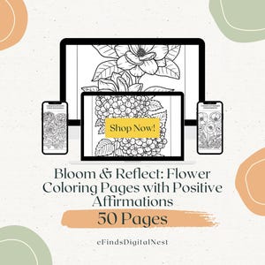 Flower-themed Affirmations Coloring Pages, Uplifting Positive Daily ...