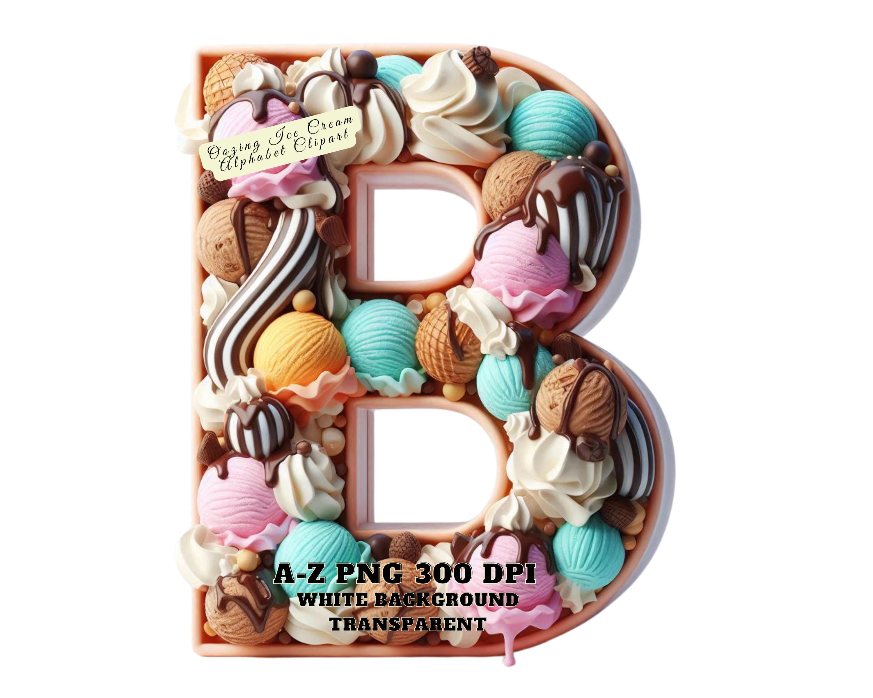 Ice Cream Alphabet Clipart, Oozing Dripping Letters PNG, Sweet Dessert ...
