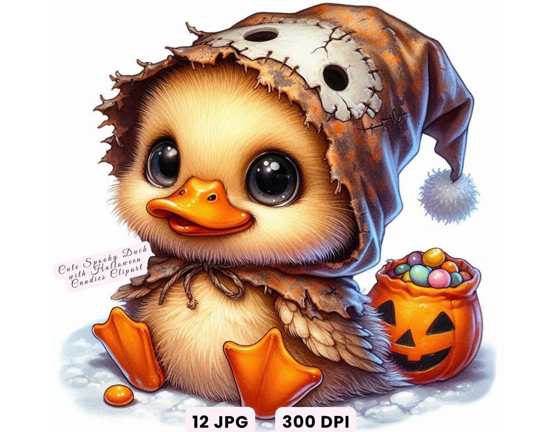 Spooky Halloween Duck Clipart, Halloween Duck Clipart, Adorable Spooky ...