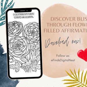 Flower-themed Affirmations Coloring Pages, Uplifting Positive Daily ...