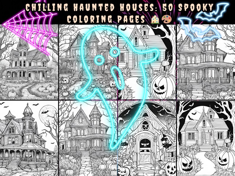 50 Haunted House Coloring Pages for Adults Haunted House Coloring Sheet ...