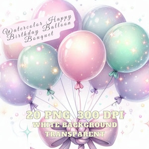 Balloons Clipart, Birthday Balloon Clipart, Party Balloon PNG Bundle ...