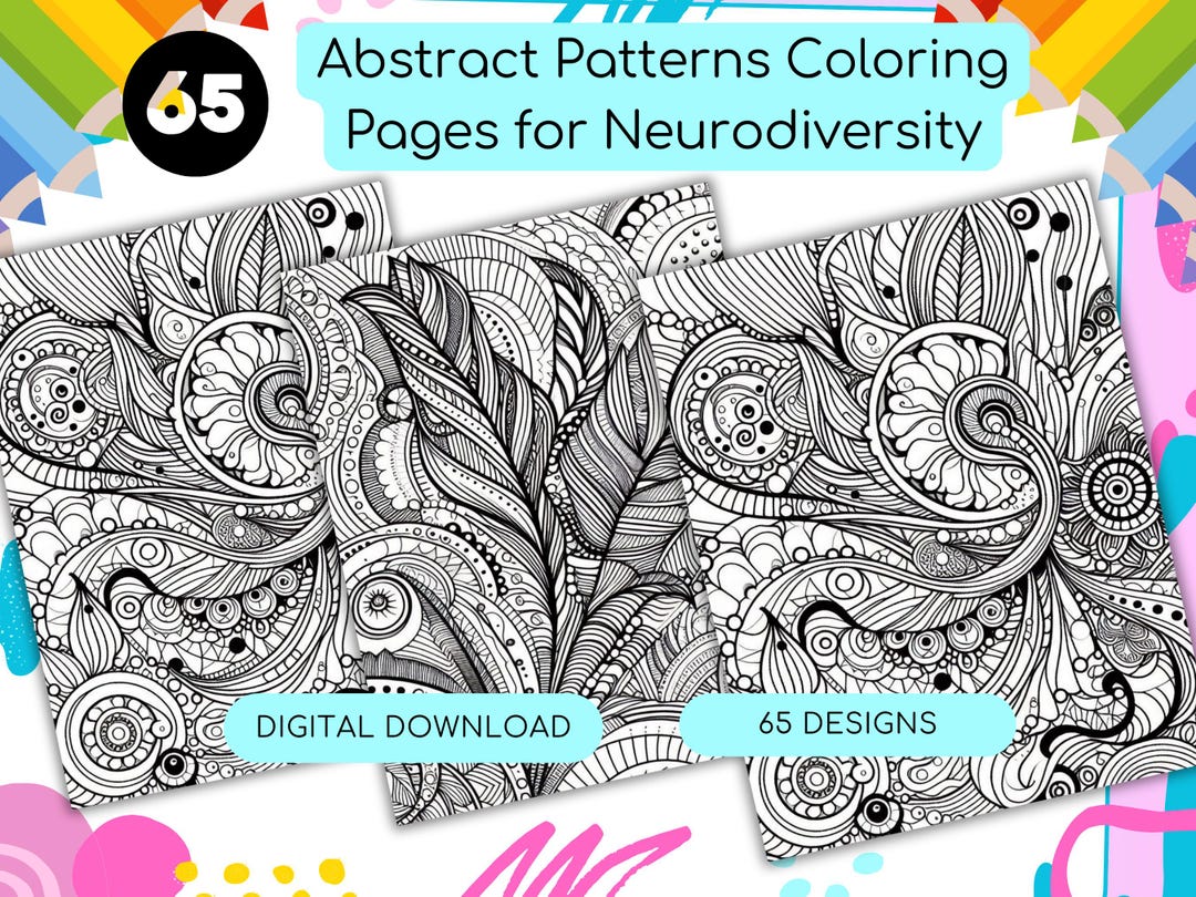 Abstract Coloring Pages for Neurodiversity Calm, Creative Art Designs ...
