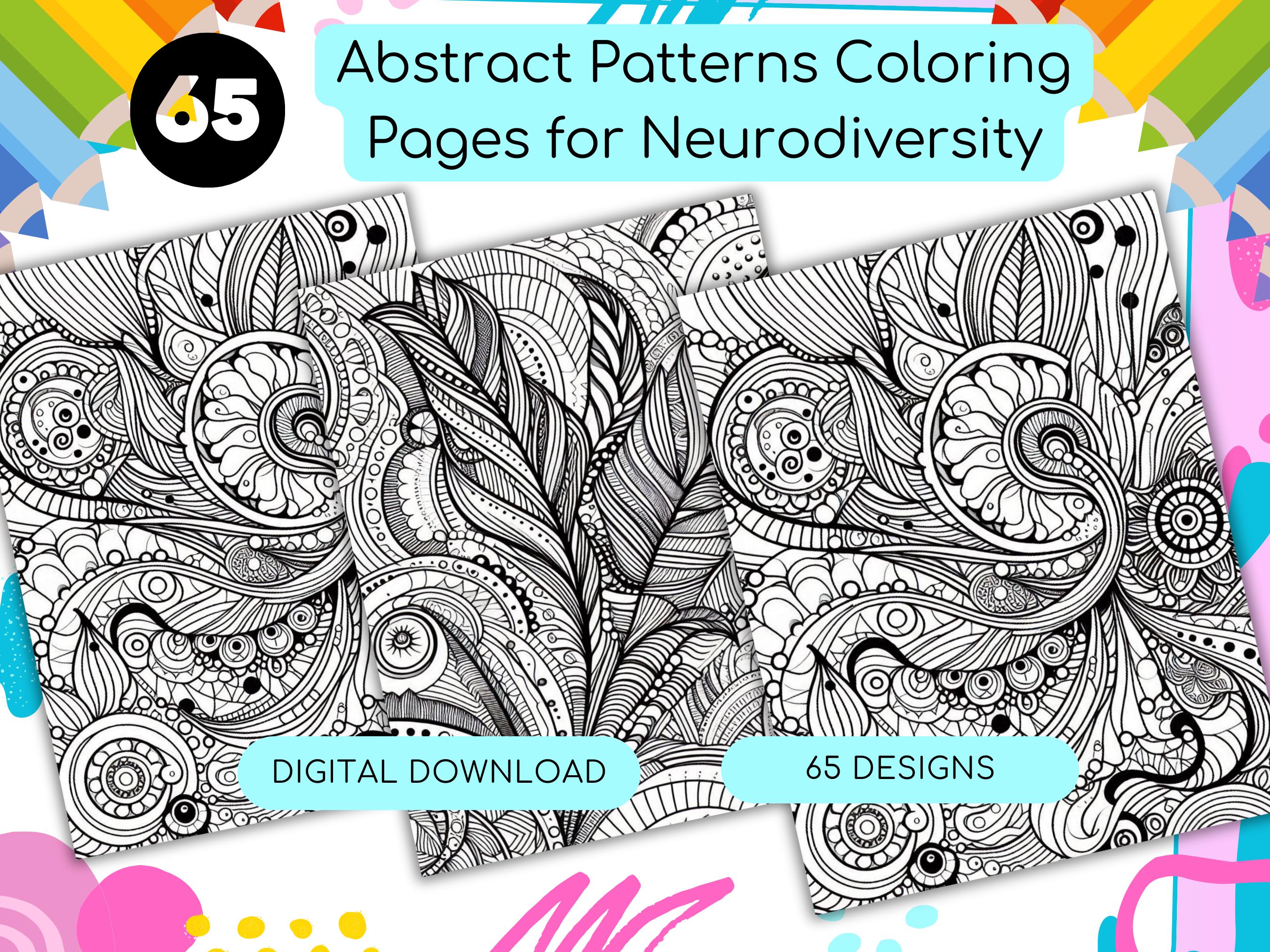 Abstract Coloring Pages for Neurodiversity Calm, Creative Art Designs ...