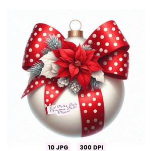 Christmas Ornaments Clipart, Red Christmas Bauble Clipart, Elegant ...