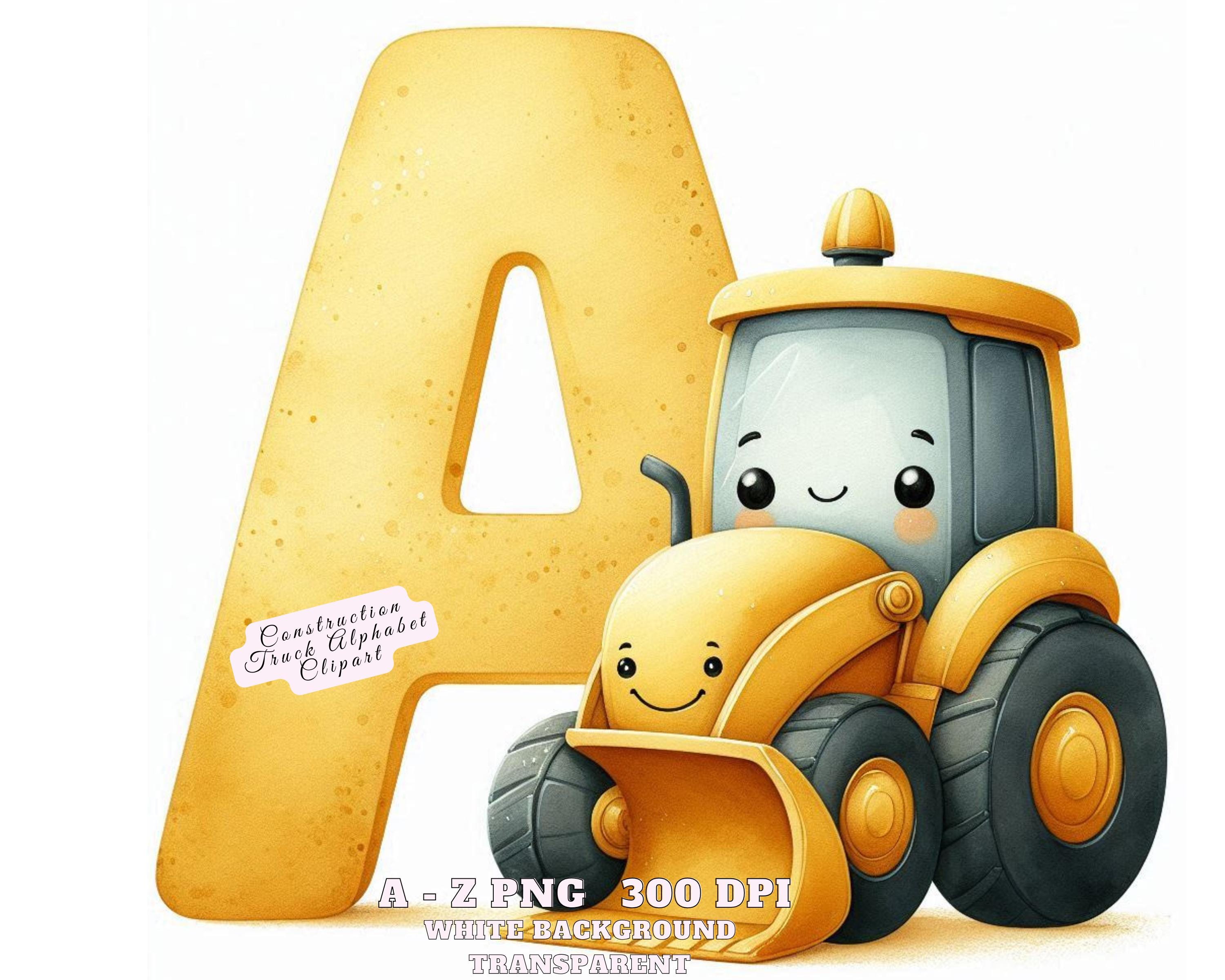 Construction Truck Alphabet Clipart, Fun Construction Themed Letter ...