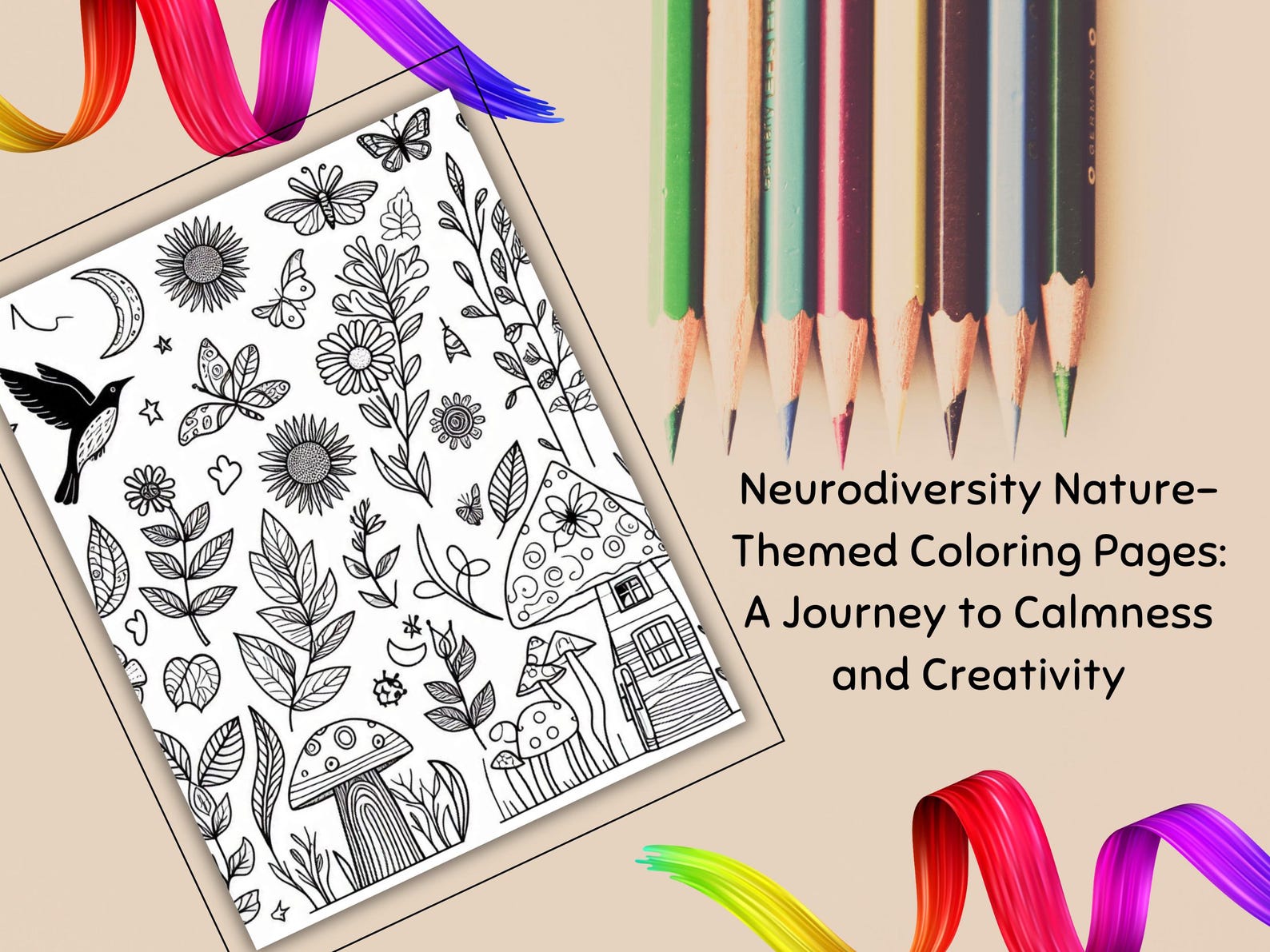 50 Nature-themed Coloring Pages for Neurodiverse Kids, Neurodiversity ...