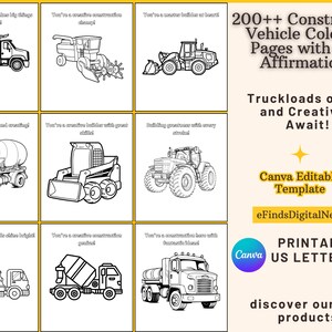 Construction Vehicle Big Truck Coloring Pages With Affirmations, Kids ...