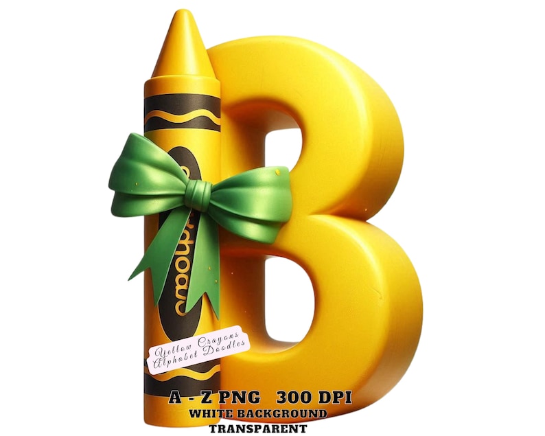 Alphabet Clipart, Yellow Crayon Letters PNG, School Font A-Z Back to ...