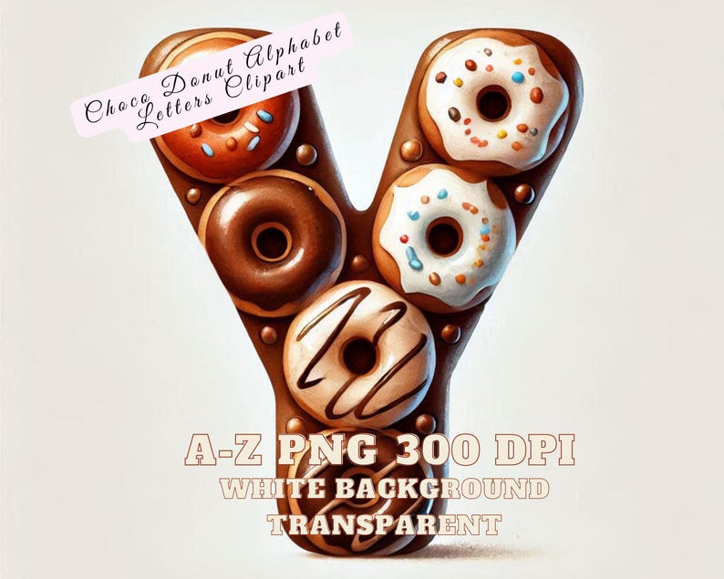 Donut Alphabet Letters, Donut 3D Letters PNG, Donut Alphabet Clipart ...