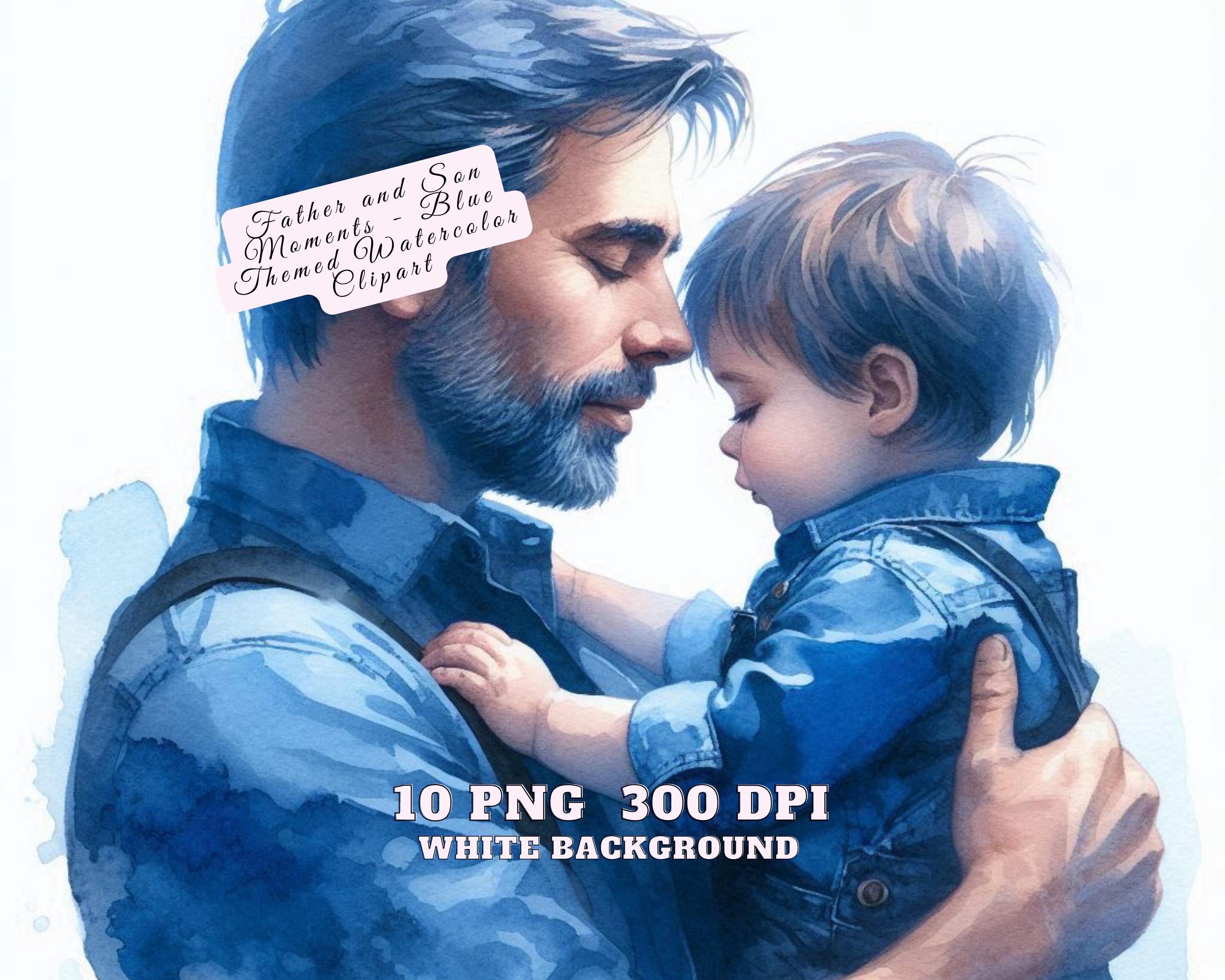 Happy Father's Day Clipart, Father and Son Moments - Blue Themed ...